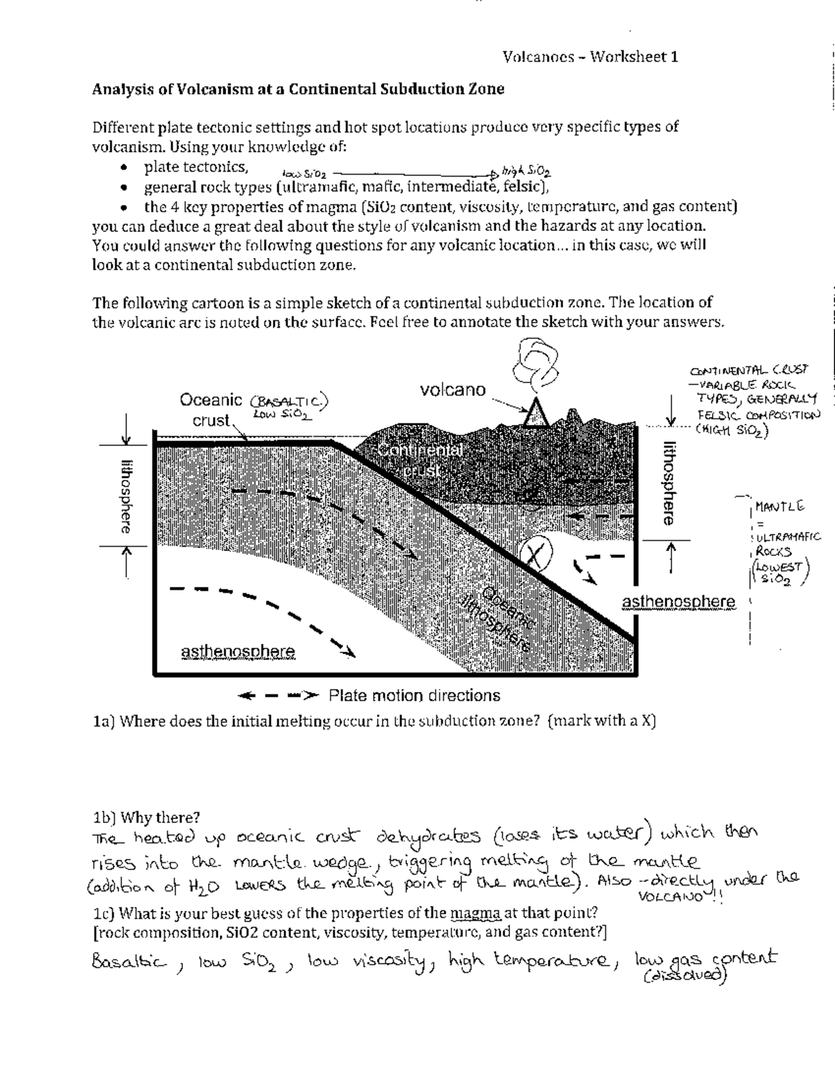 Volcanoes worksheet lecture 2 KEY - EOSC 114 - Studocu