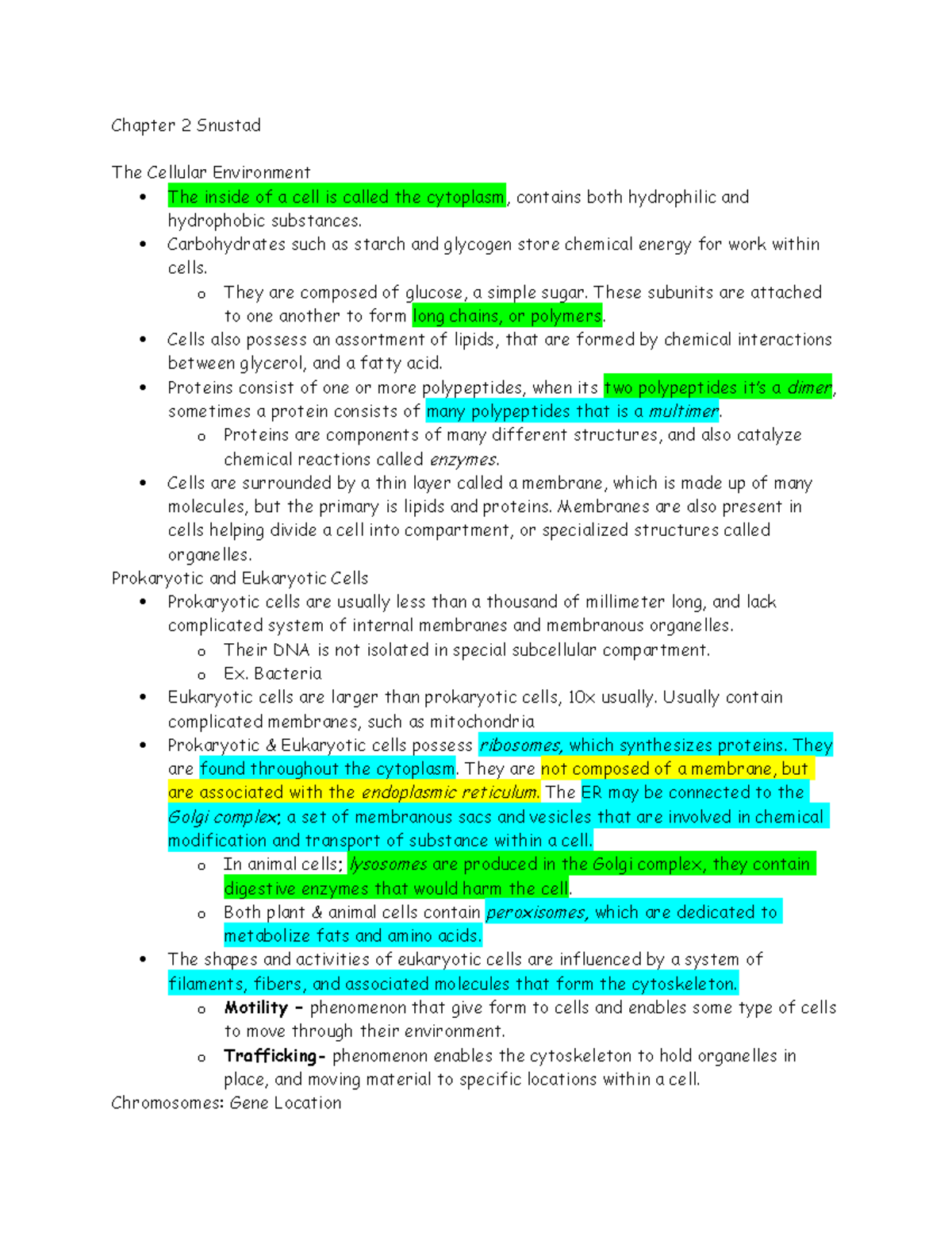 CH 2 Snustad - Williams, smith, Fitzgerald - book notes - Chapter 2 ...