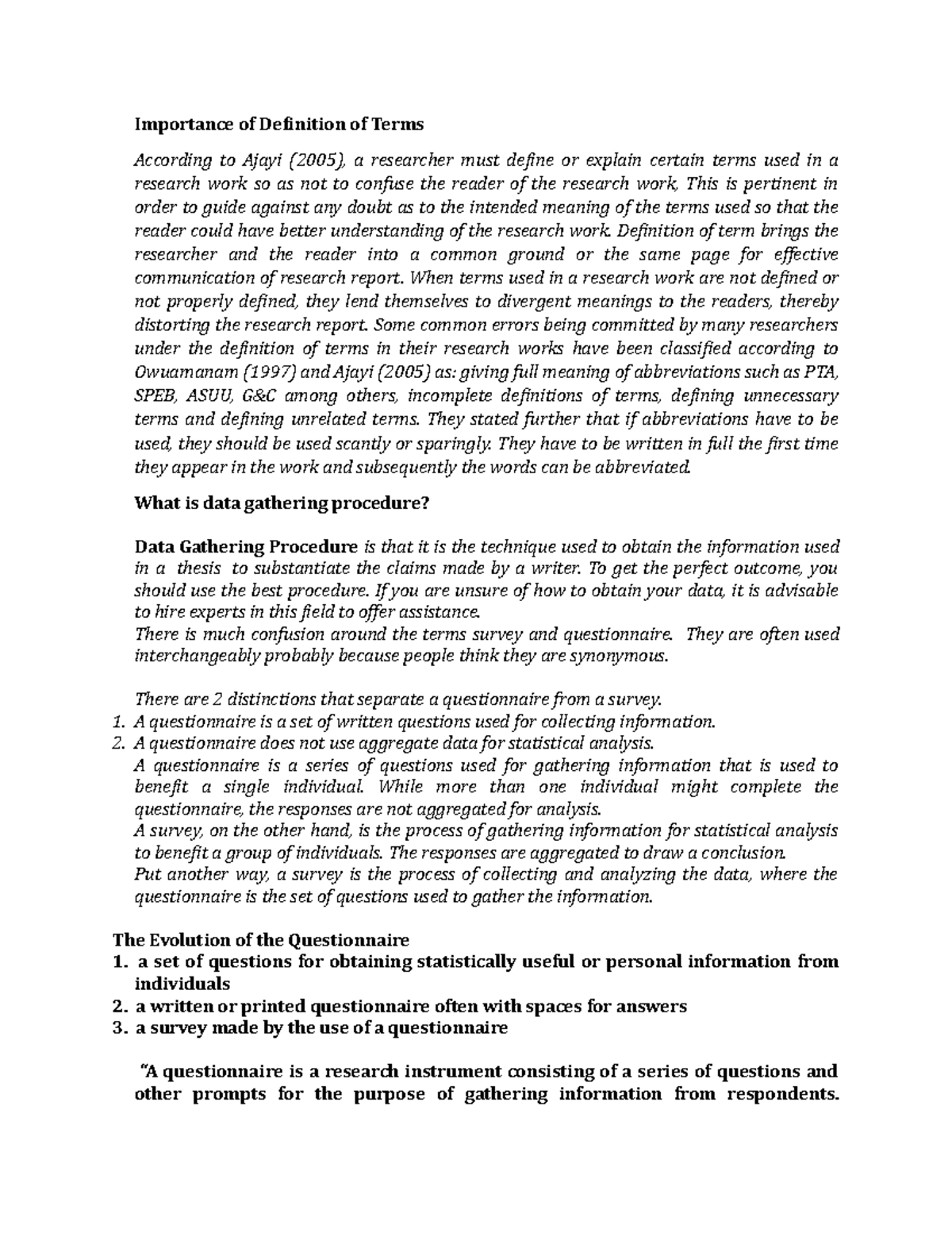 Importance of Definition of Terms - Importance of Definition of Terms ...