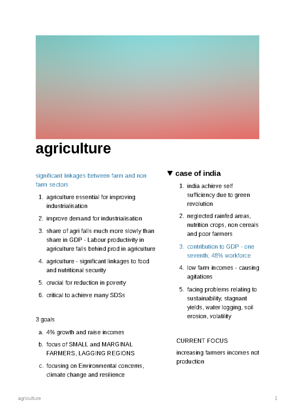 Agriculture - pppp - agriculture significant linkages between farm and ...