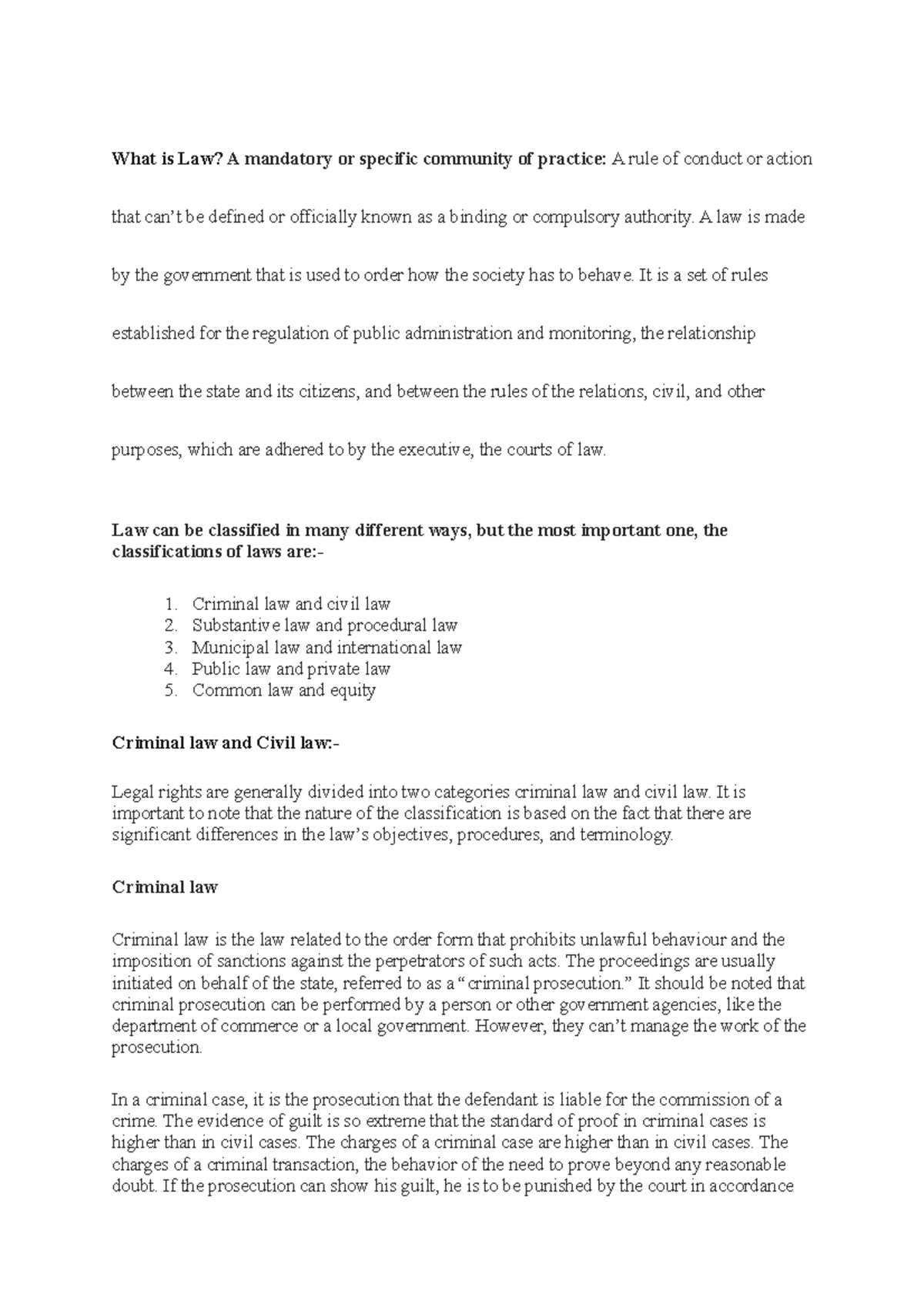 Classification Of Law 1 What Is Law A Mandatory Or Specific