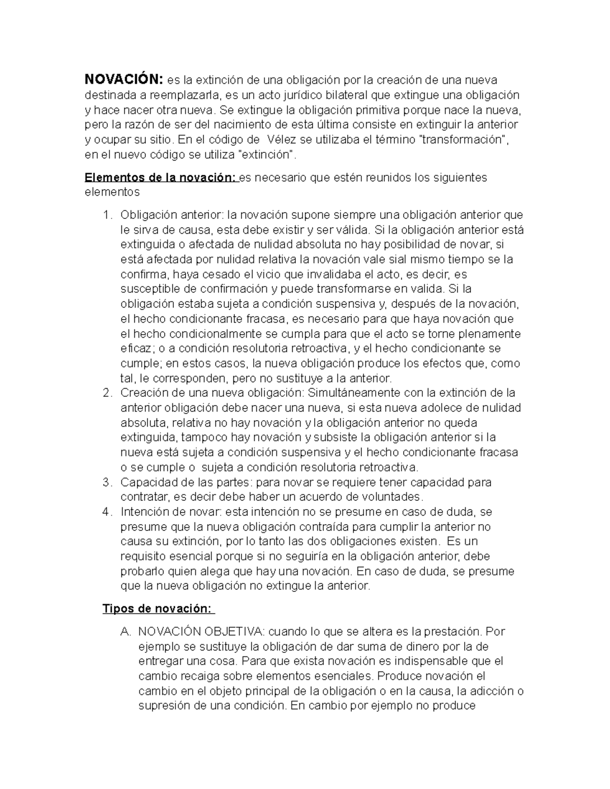 Novación - Apuntes 1 - es la de una por la de una nueva destinada a ...
