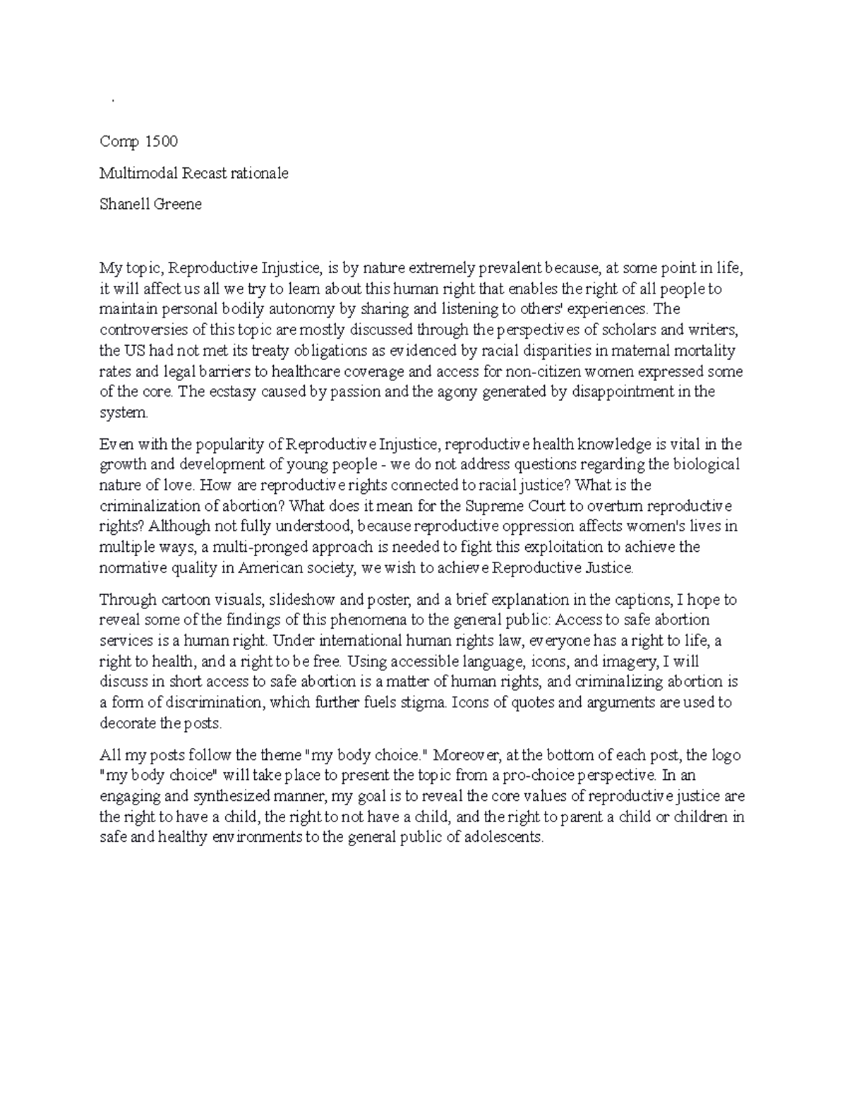 Multimodal Recast rationale - Comp 1500 Multimodal Recast rationale ...