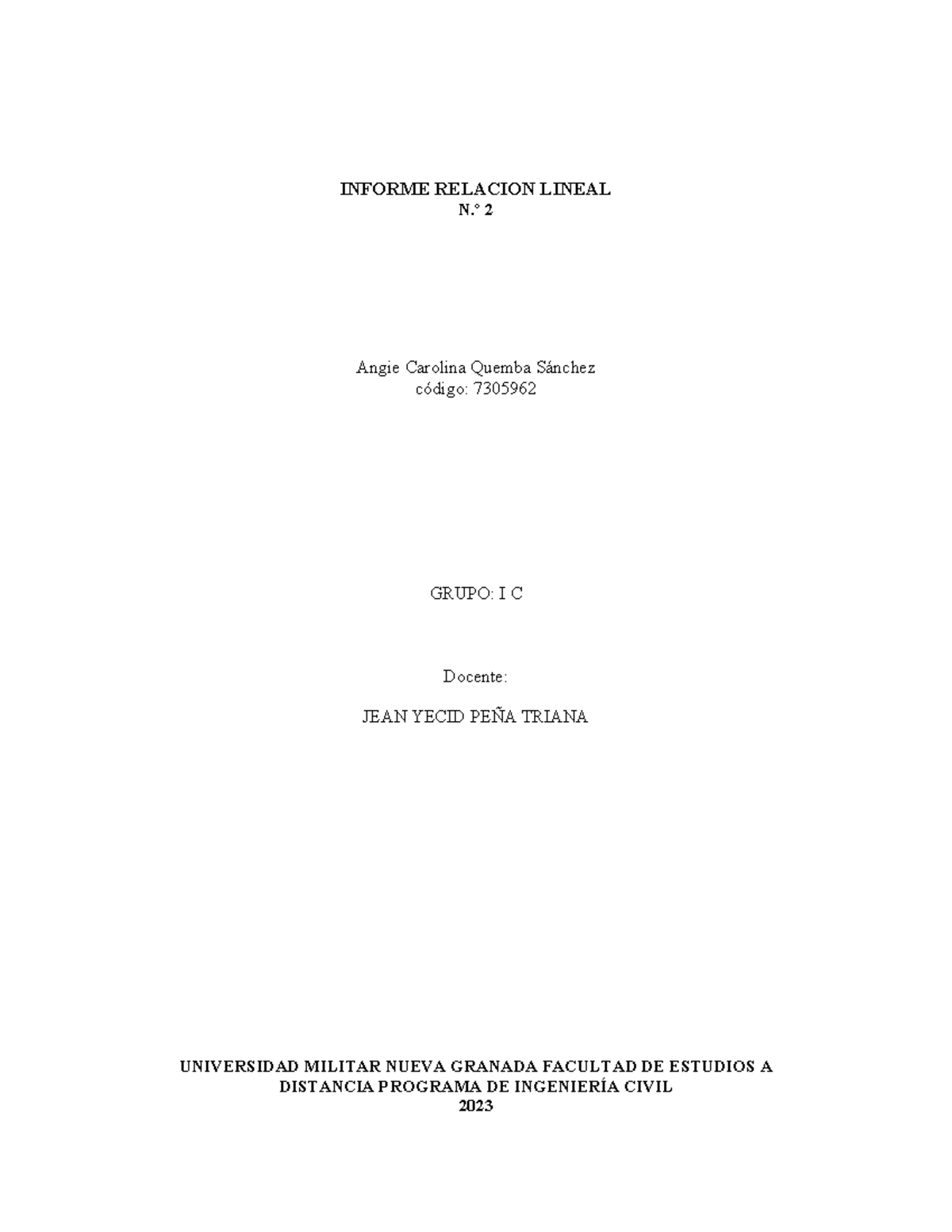 Informe 2 Relacion Lineal Angie Carolina Quemba Sanchez Informe