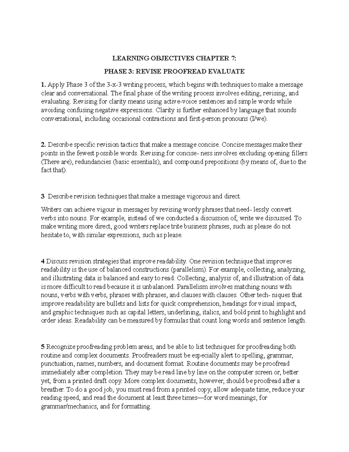 Learning Objectives Chapter 7 - LEARNING OBJECTIVES CHAPTER 7: PHASE 3 ...