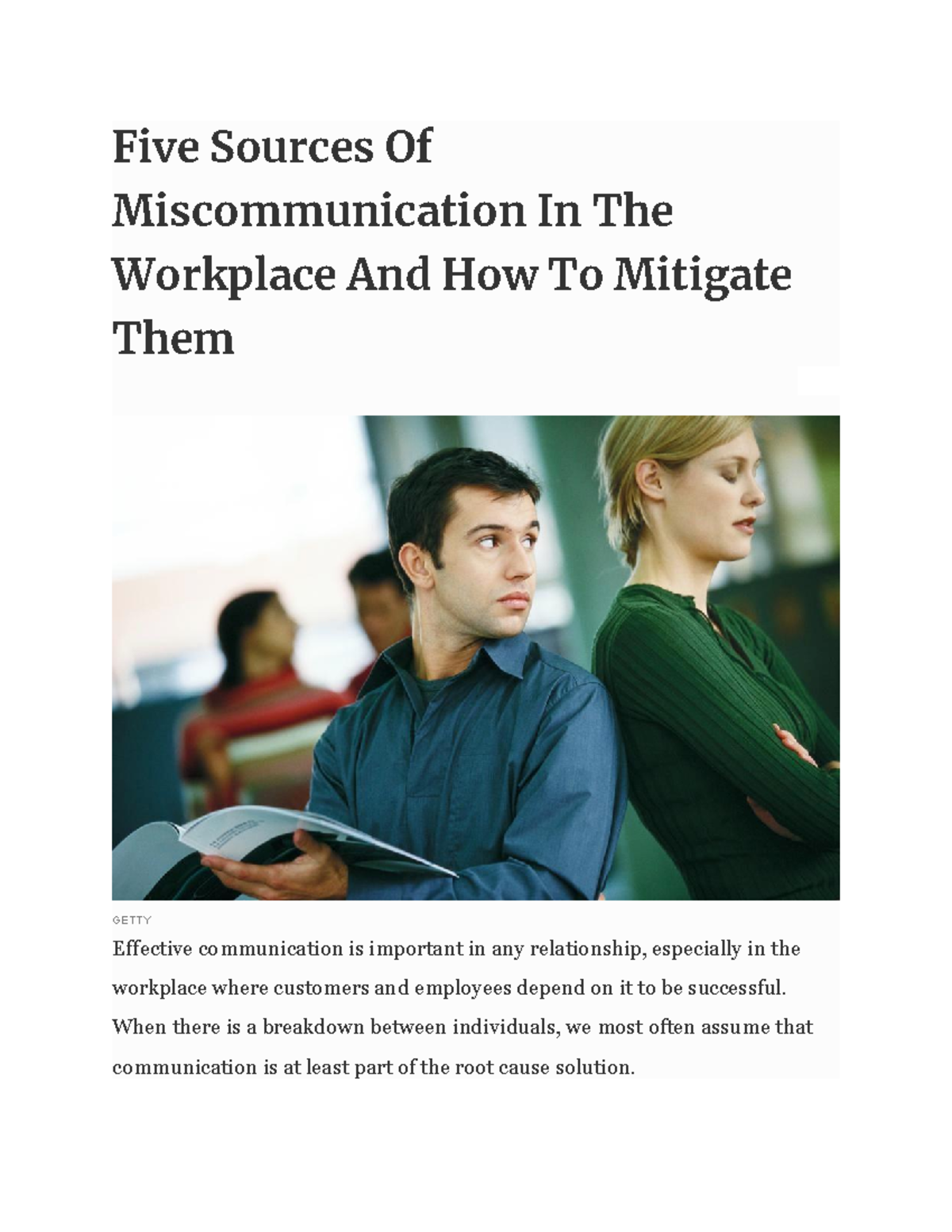 Five Sources Of Miscommunication In The Workplace And How To Mitigate ...