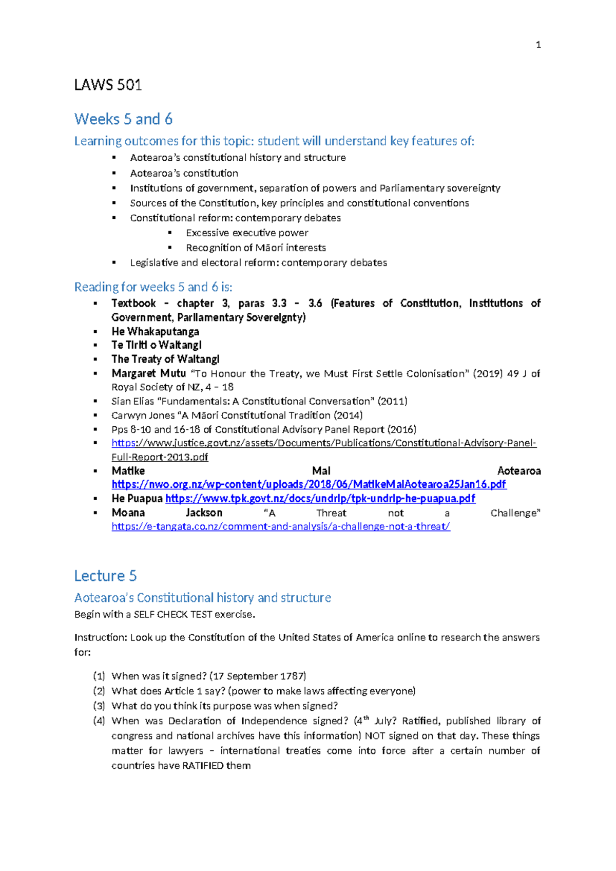 Weeks 5 and 6 - 2024 notes.docx - LAWS 501 Weeks 5 and 6 Learning ...