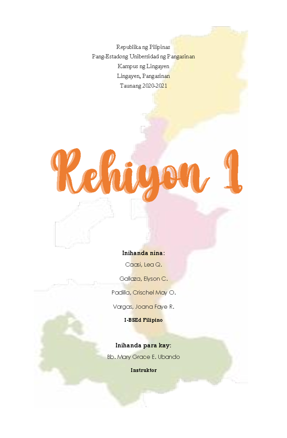 Rehiyon-1 - Ahahaha - Republika ng Pilipinas Pang-Estadong Unibersidad ...