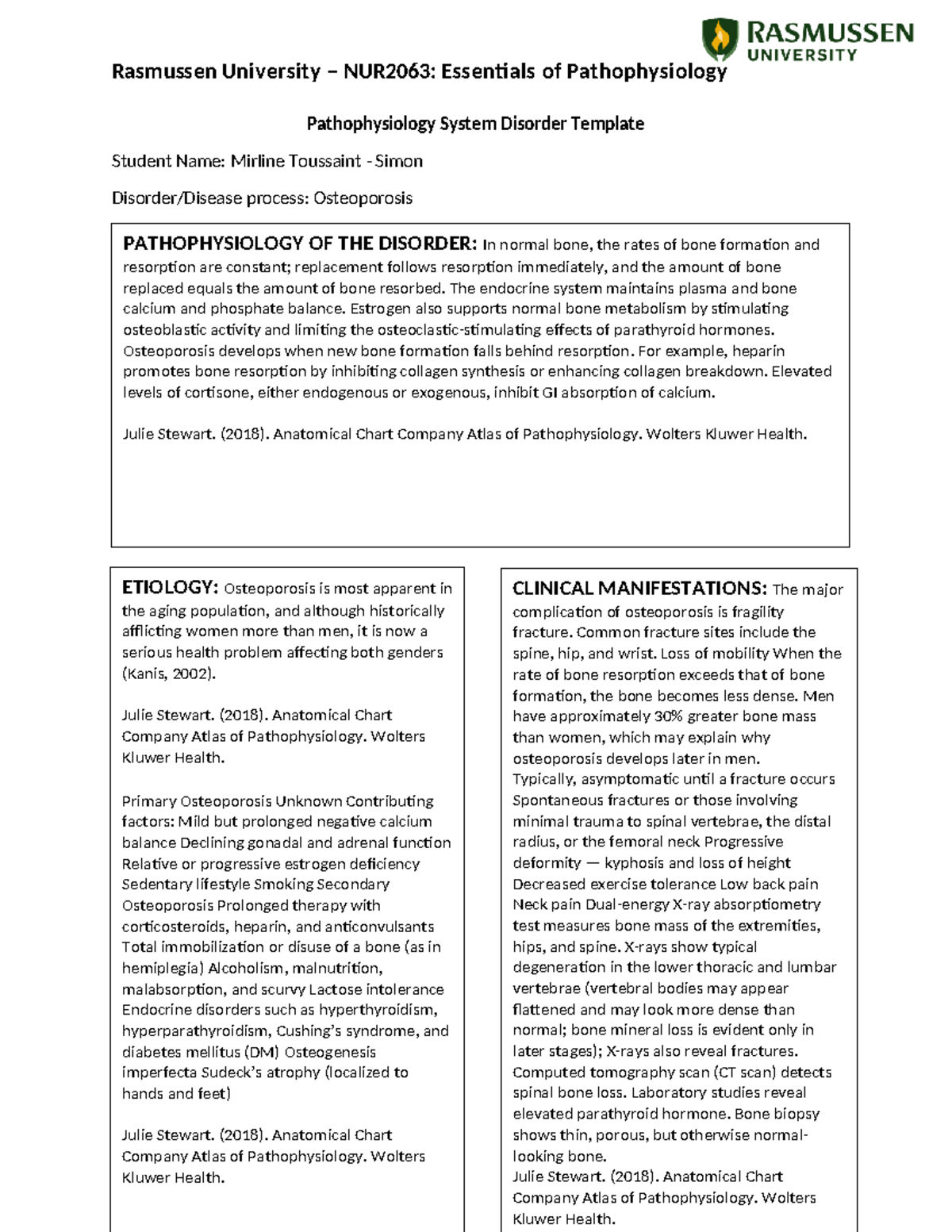 NUR2063 System Disorder Concept Map - Rasmussen University – NUR2063 ...