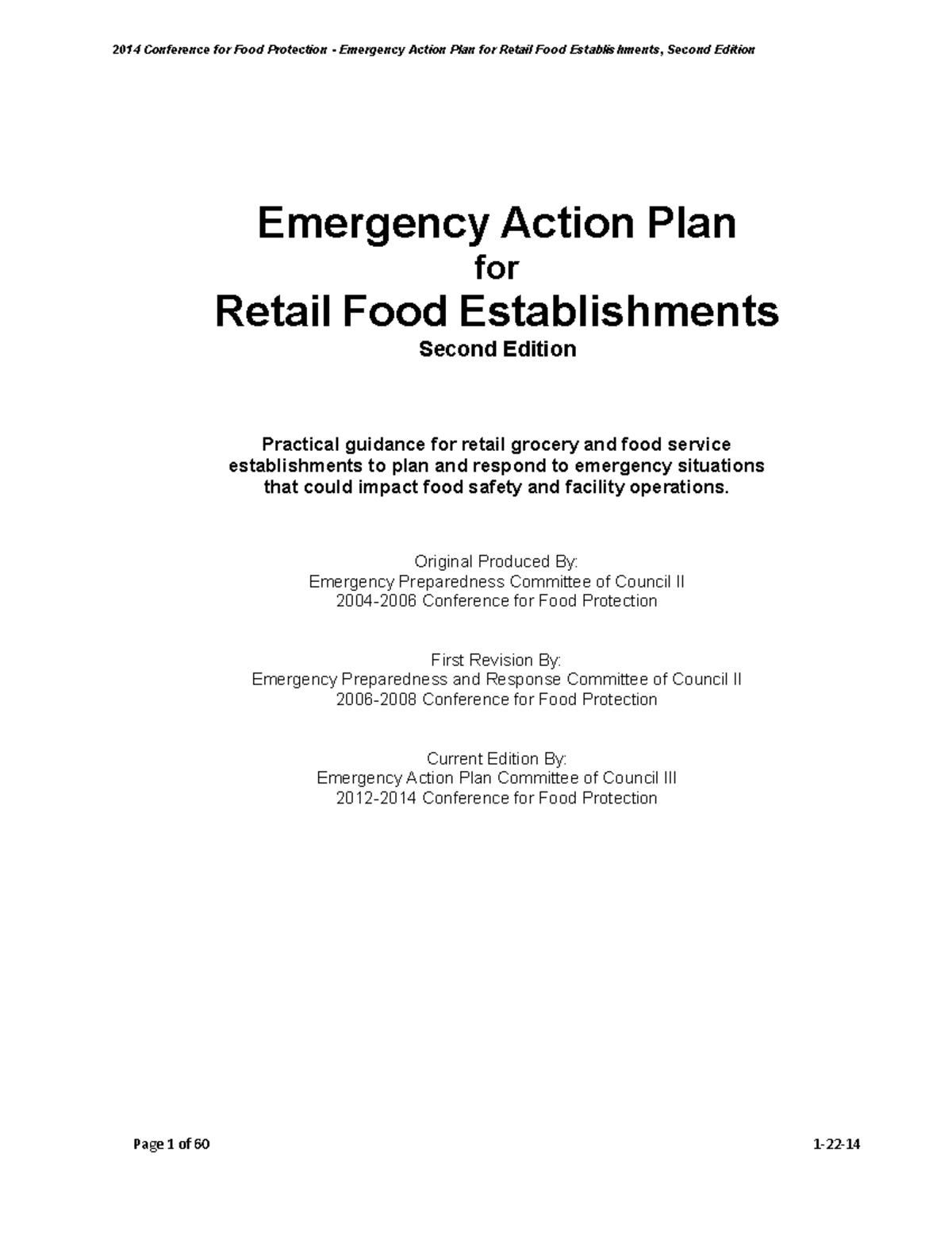 Emergency Action Plan for Retail food Est - Emergency Action Plan for ...