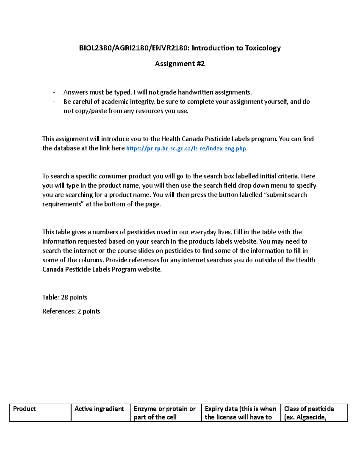 Assignment #3 - Health Canada Consumer Product Safety Labels - BIOL2380 ...