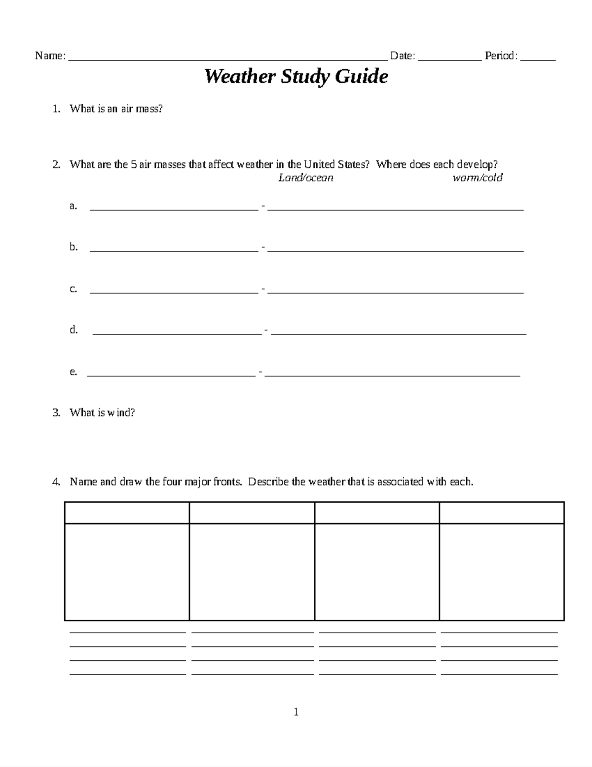 Weather Study Guide - Google Docs - Name