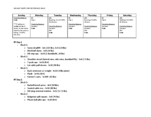 Exercise Prescription Progression - DO NOT COPY. FOR REFERENCE ONLY. As ...