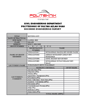 Report Levelling aidil - CIVIL ENGINEERING DEPARTMENT POLYTECHNIC OF ...