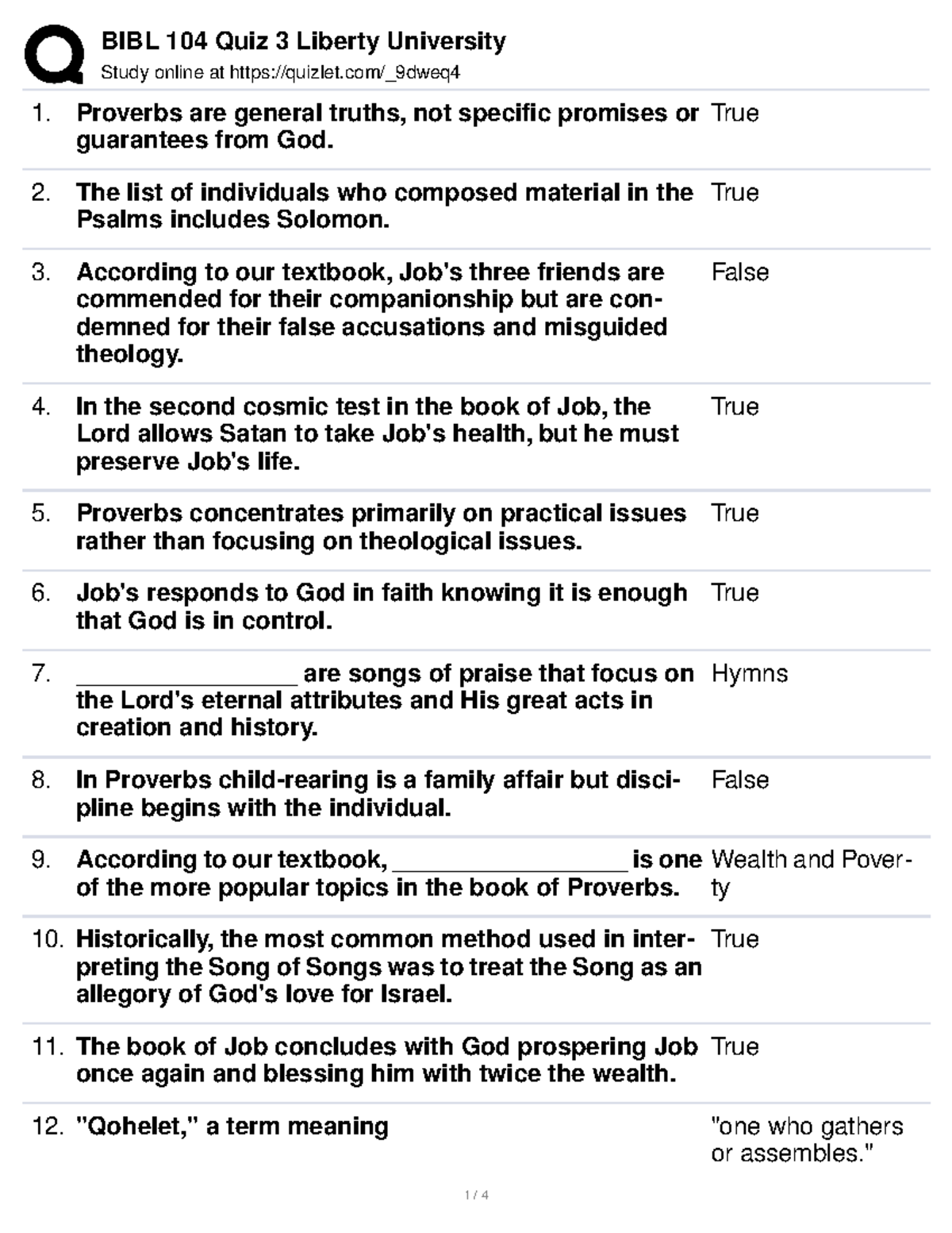 Bible 104 QUIZ - Study online at quizlet/_9dweq Proverbs are general ...