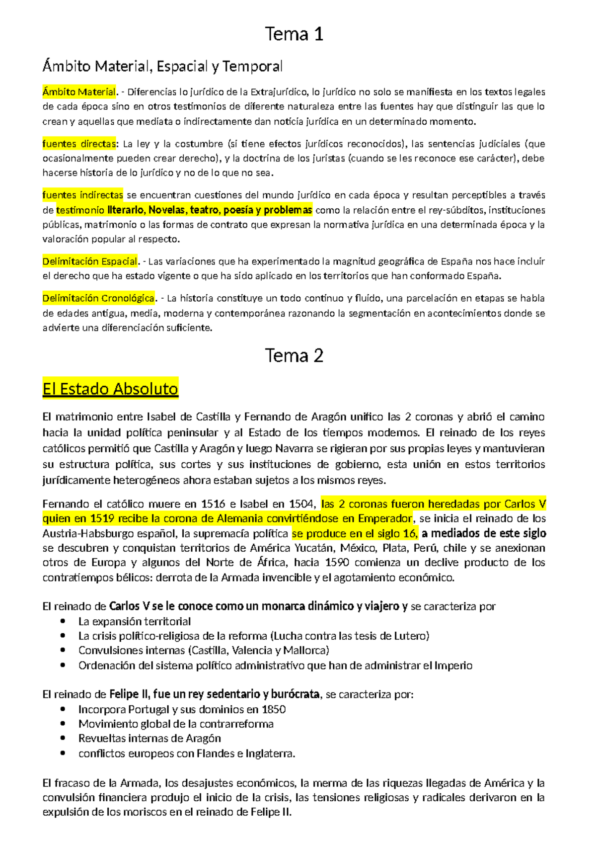 Resumen DE Temas - Tema 1 Ámbito Material, Espacial y Temporal Ámbito ...
