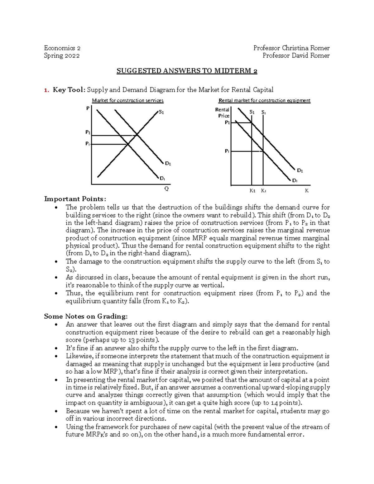 Midterm 2 Econ 2 - Economics 2 Professor Christina Romer Spring 2022 ...
