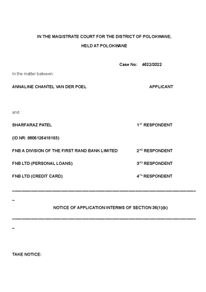 Notice OF SET DOWN - otic - IN THE MAGISTRATE COURT FOR THE DISTRICT OF ...