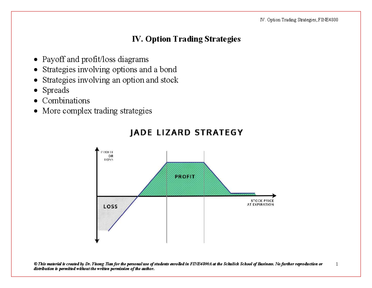 4800 04s - option trading strategies - IV. Option Trading Strategies ...