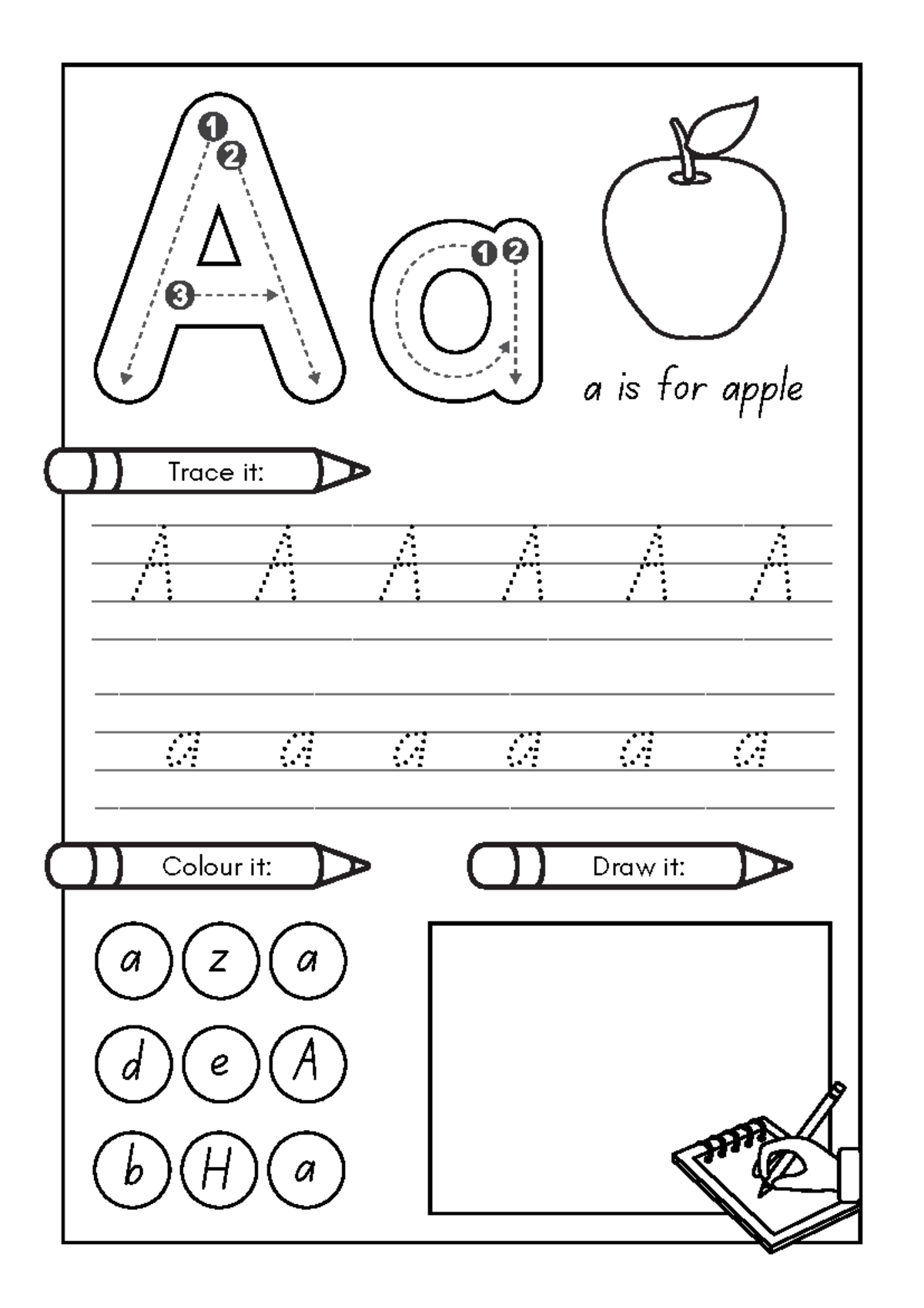 Pink Name Tracing Early Primary Kindergarten Worksheet - A A A A A A a ...