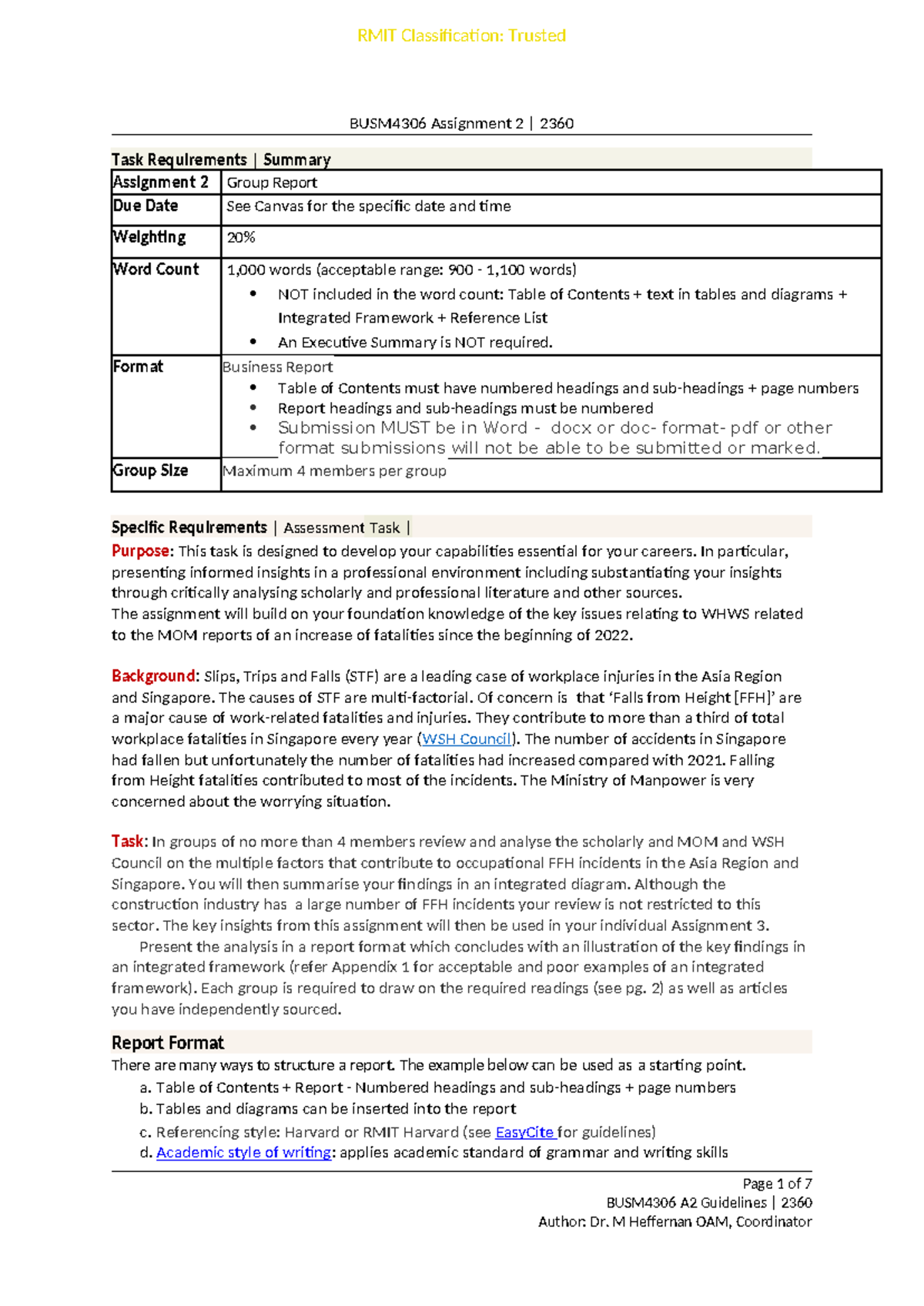 Guidelines A2 Group BUSM4306 - BUSM4306 Assignment 2 | 2360 Task Requirements | Summary ...
