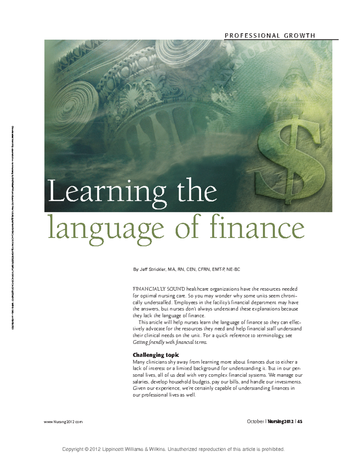 Learning the language of finance - Downloaded from journals.lww/nursing ...