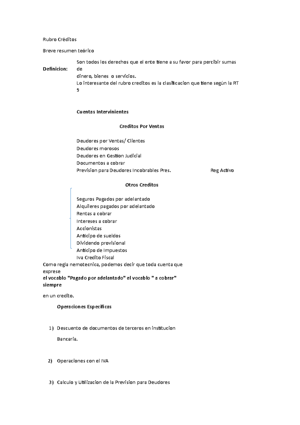 Rubro Créditos resumen teoria - Rubro Créditos Breve resumen teórico ...
