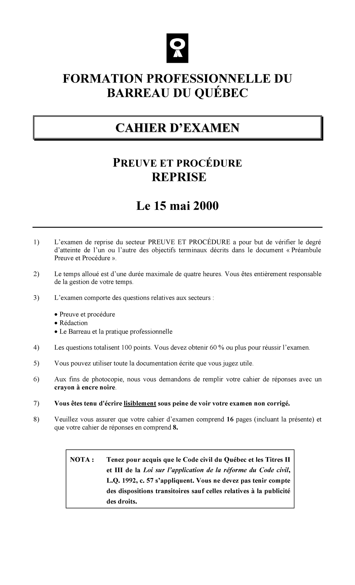 2000-05-15 - Preuve et procédure (reprise) - FORMATION PROFESSIONNELLE ...