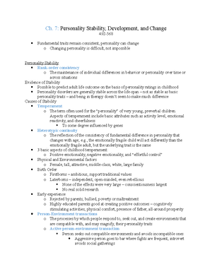 Personality Review - Module 2 notes - PERSONALITY PSYCH EXAM 2 Chapter ...