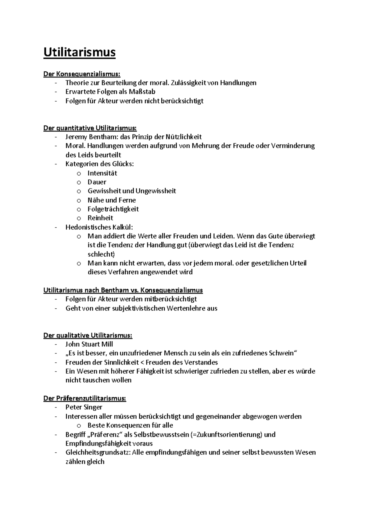Utilitarismus - Utilitarismus Der Konsequenzialismus: - Theorie zur ...