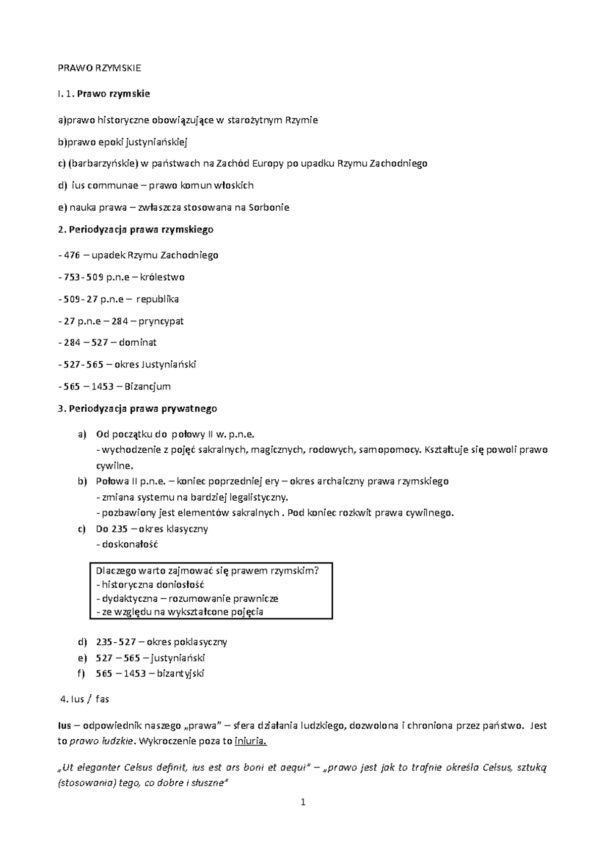 Prawo rzymskie skrypt Kolańczyk - PRAWO RZYMSKIE I. 1. Prawo rzymskie a ...