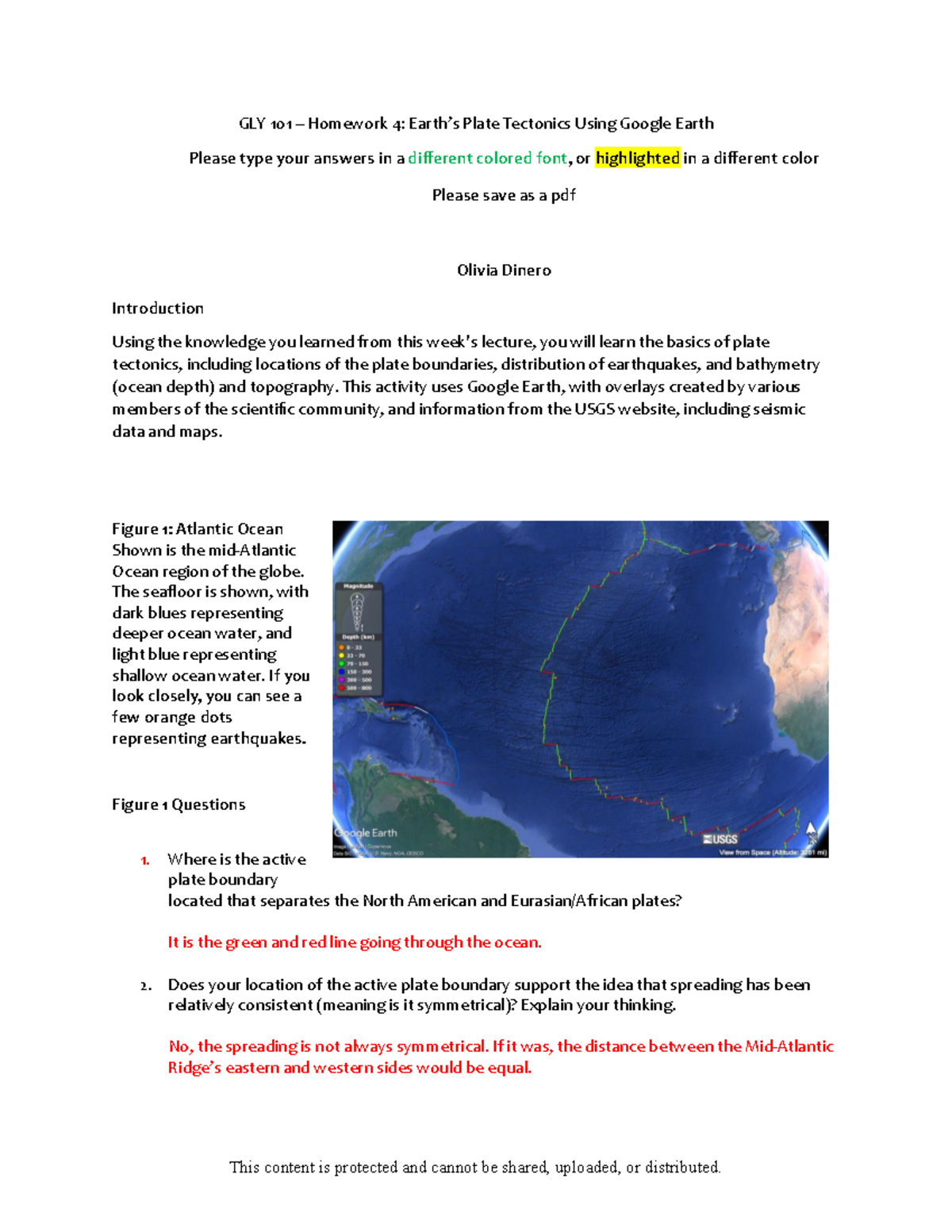 GLY101 Homework 4 - GLY 10 1 – Homework 4 : Earth’s Plate Tectonics ...