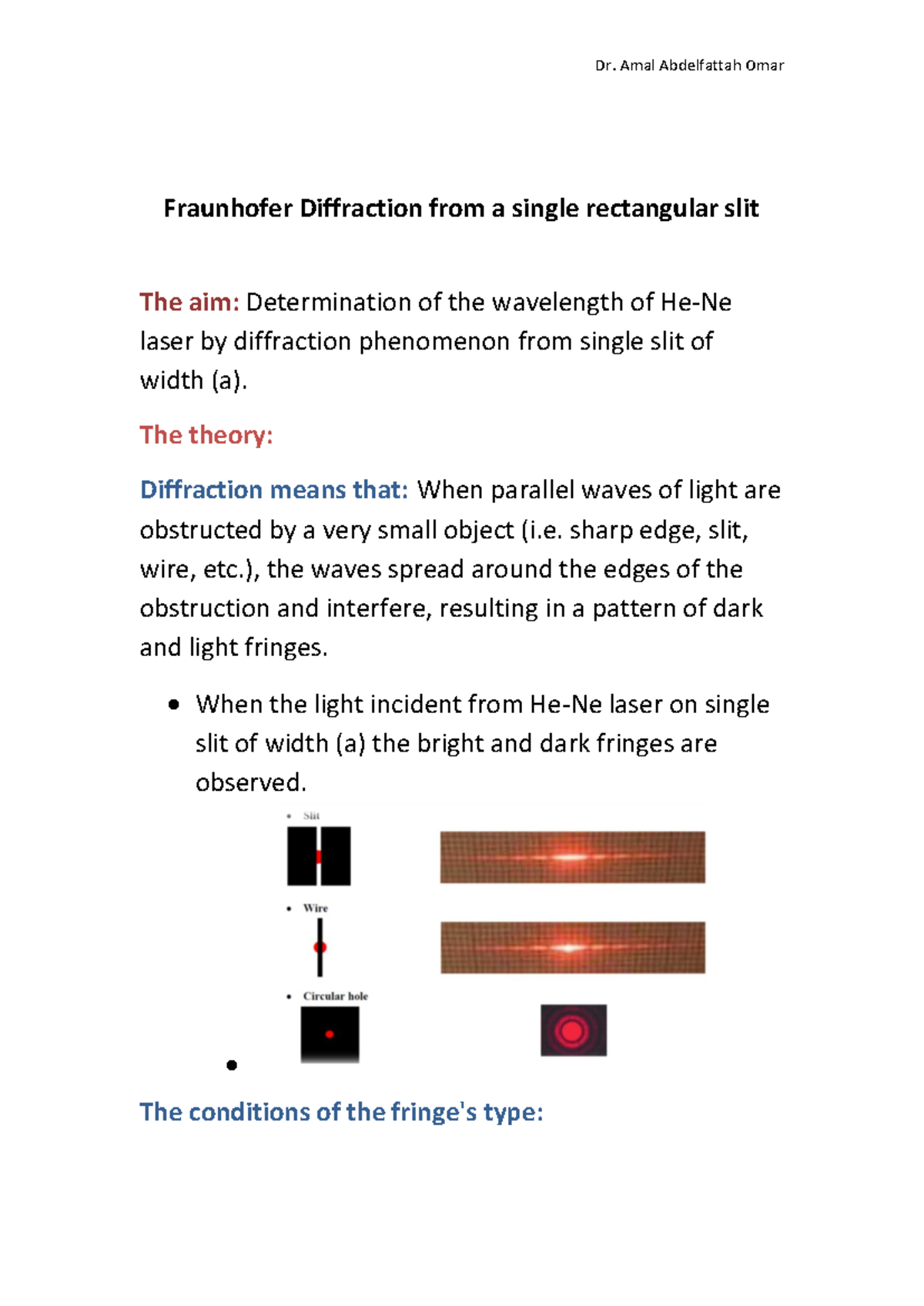 Fraunhofer Diffraction from a single rectangular slit - The theory ...