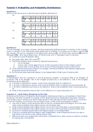 Probability and Probability Distributions - Tutorial Exercises ...