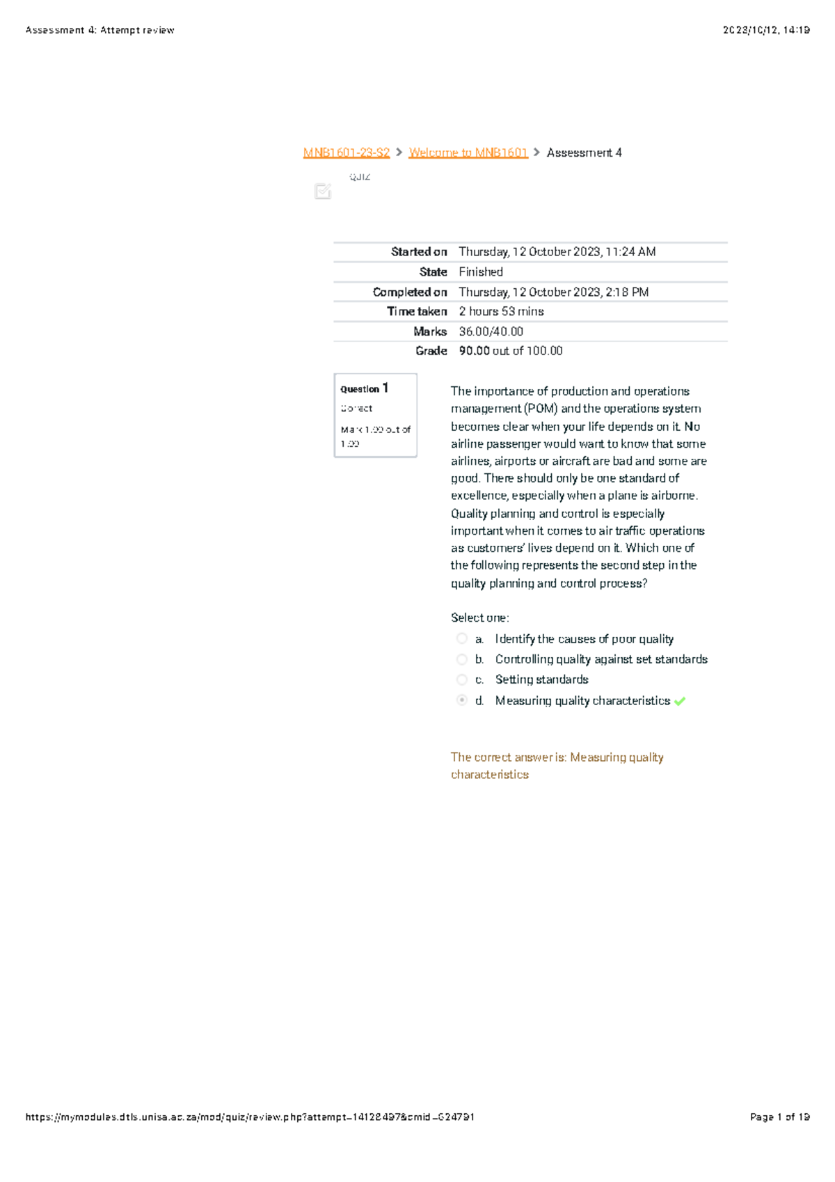Assessment 4: Attempt review - MNB1601-23-S2 Welcome to MNB1601 ...
