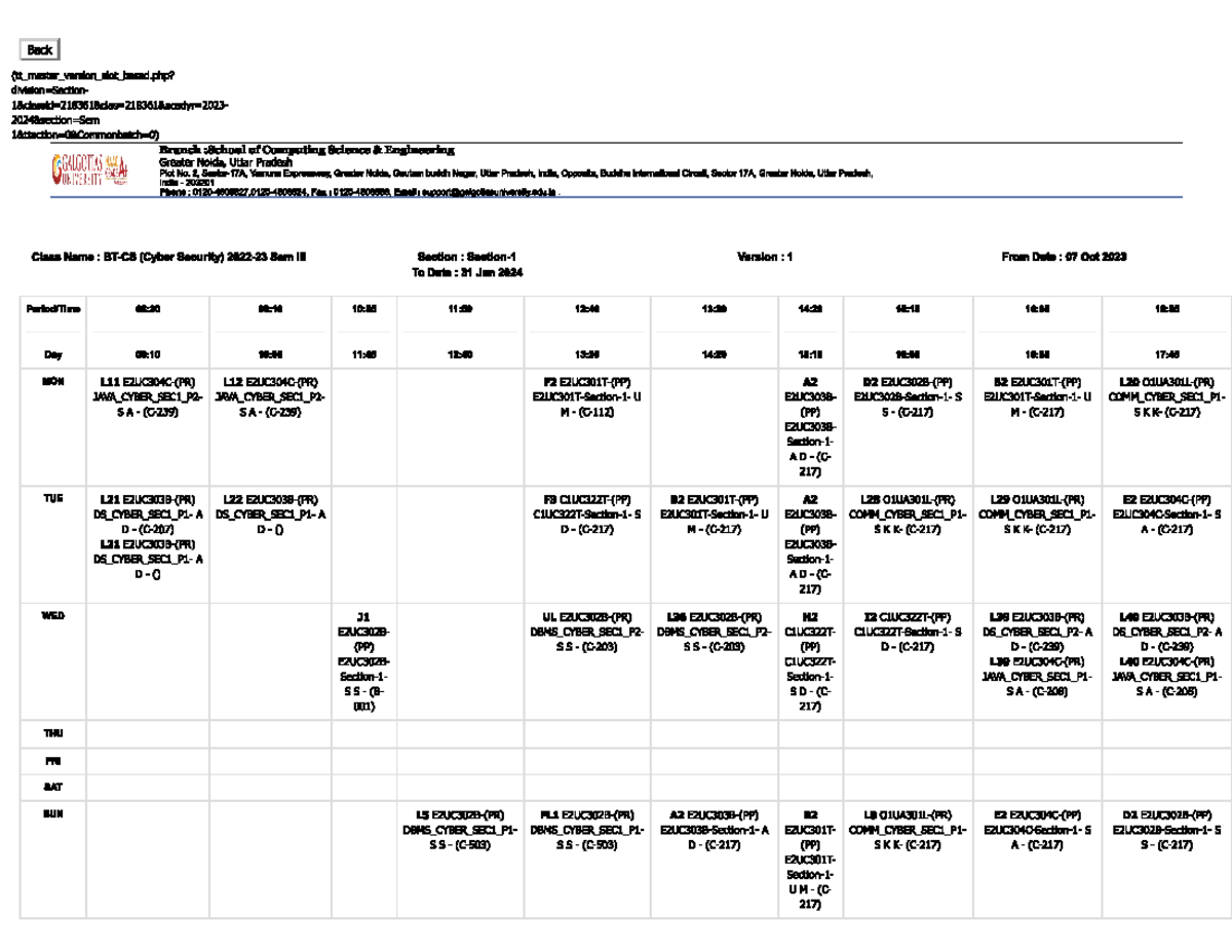 Time-table - B tech - Studocu