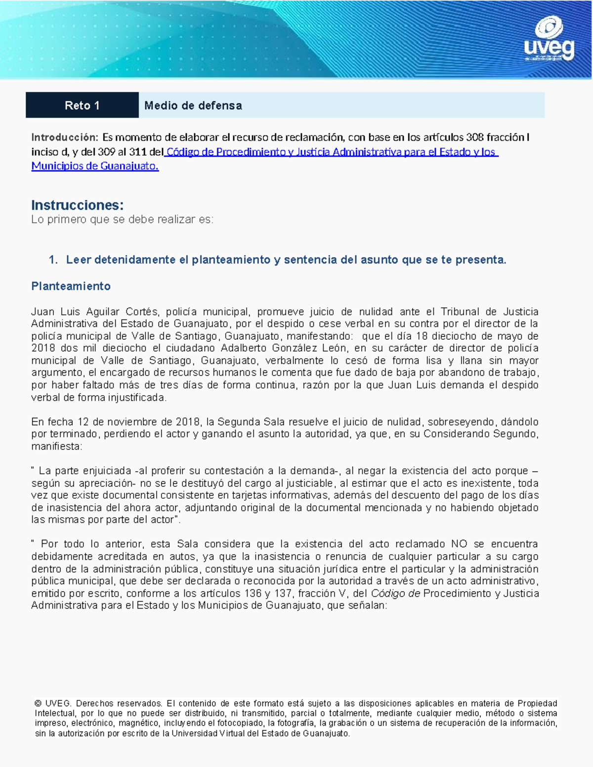 R1 U1-UVEG - Reto 1 Medio de defensa Introducción: Es momento de ...