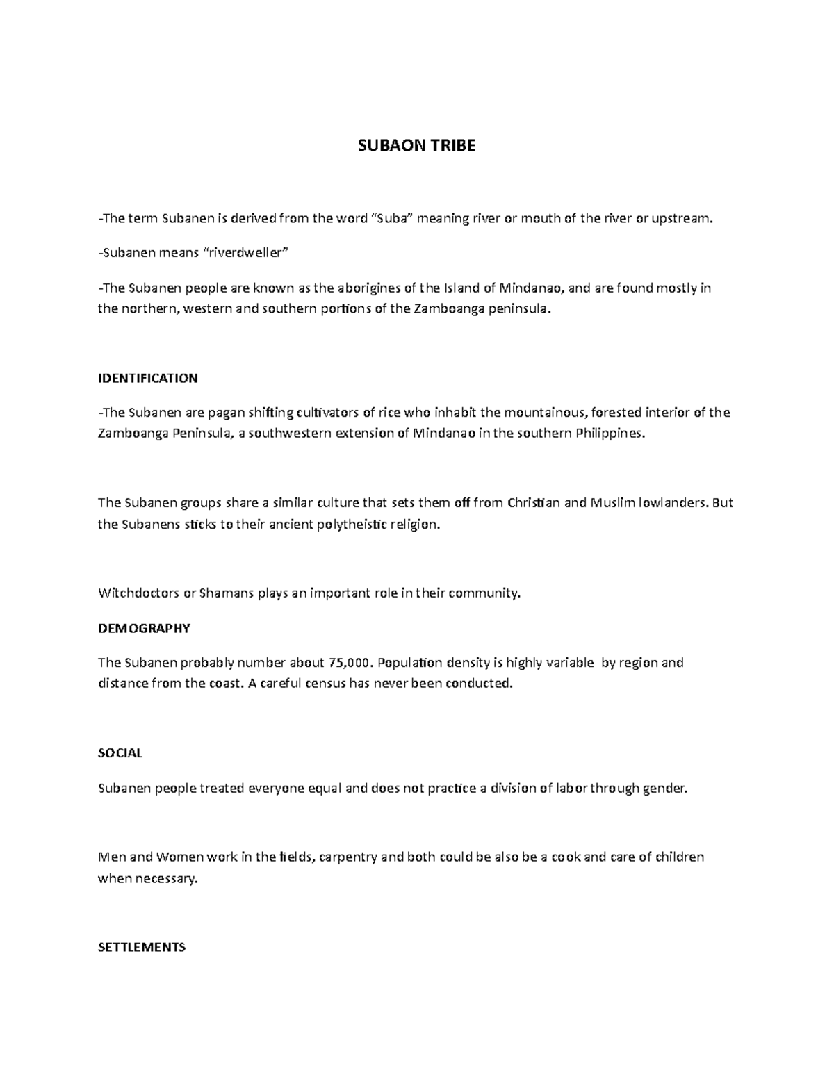 Subaon Tribe word and questions WPS Office - SUBAON TRIBE -The term ...