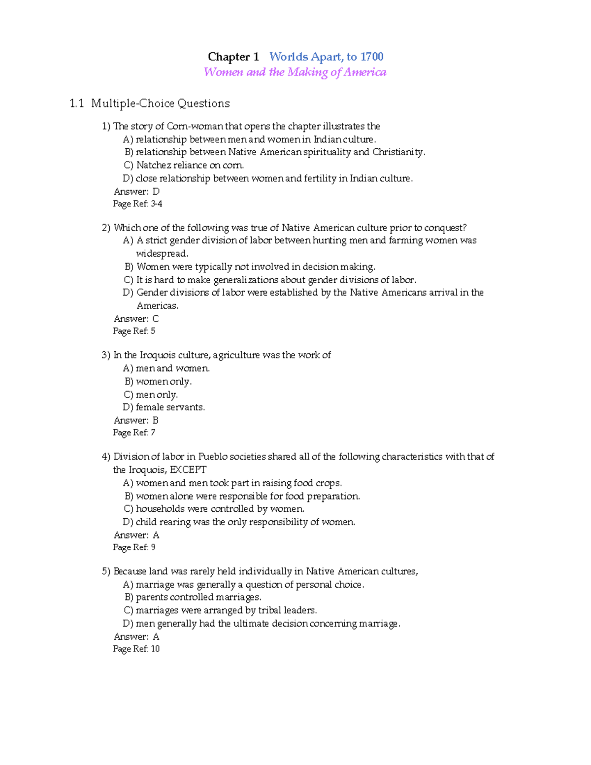 Ch01 Women and the Making of America - Chapter 1 Worlds Apart, to 1700 ...