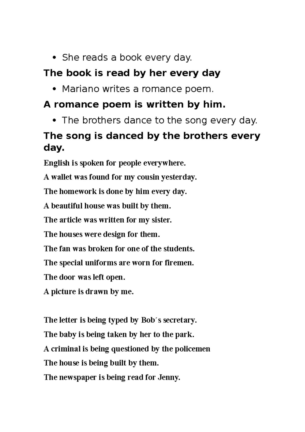 Segunda Clase - apuntes - She reads a book every day. The book is read ...