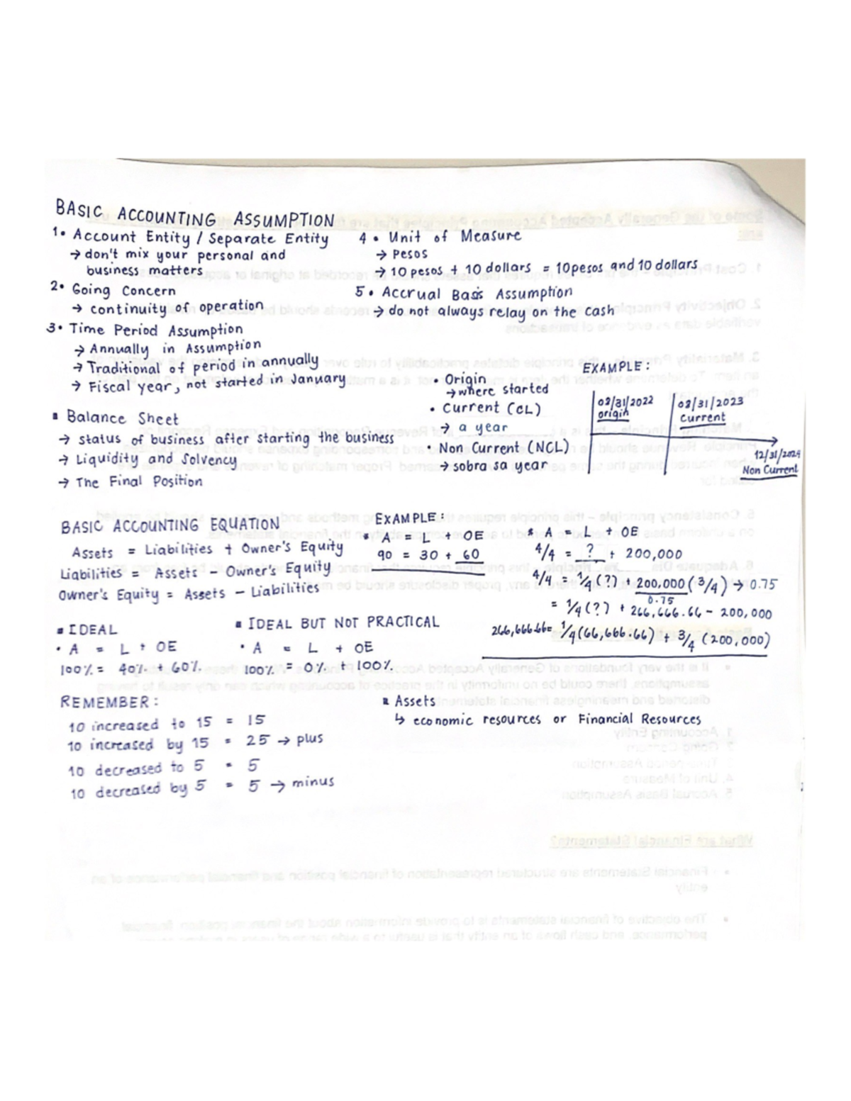 Acplus Notes (first meeting) - BASIC ACCOUNTING ASSUMPTION 1. Account ...