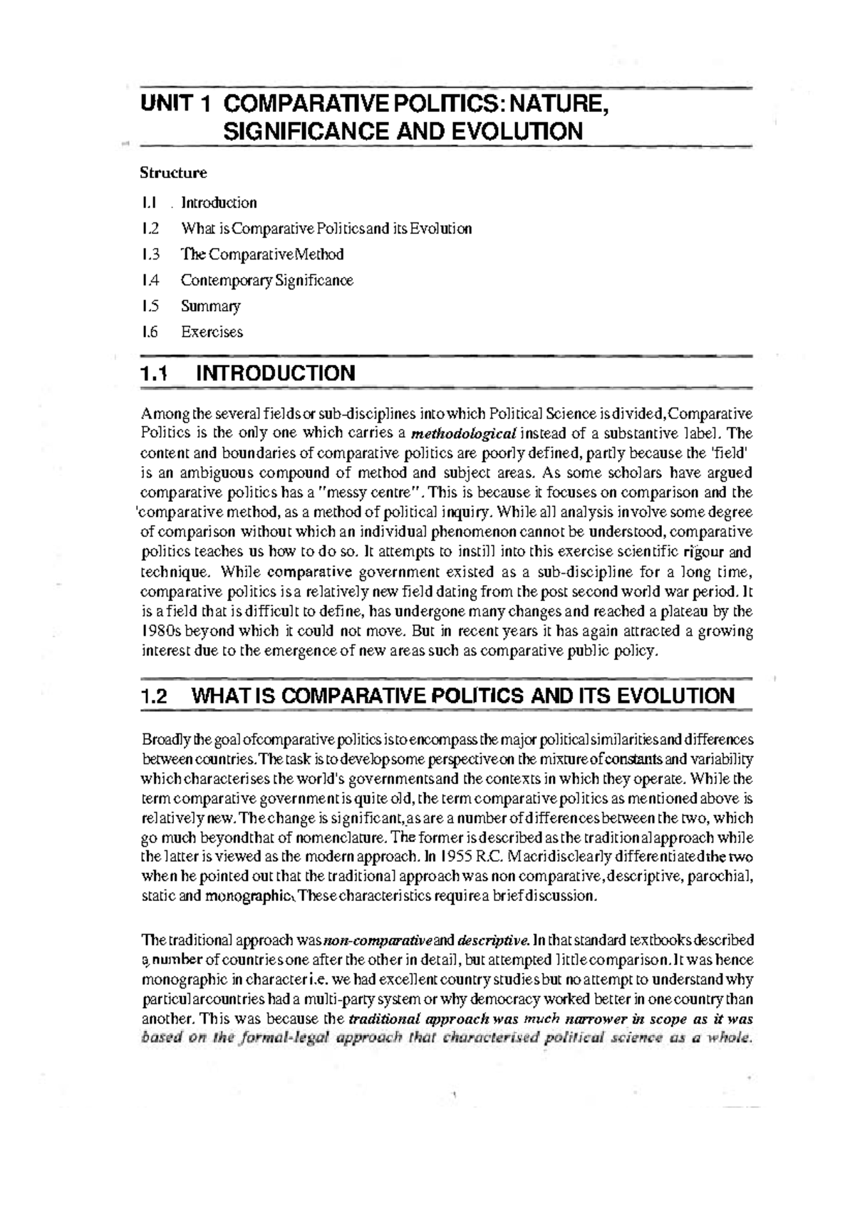 Comparative Politics - UNIT 1 COMPARATIVE POLITICS: NATURE ...