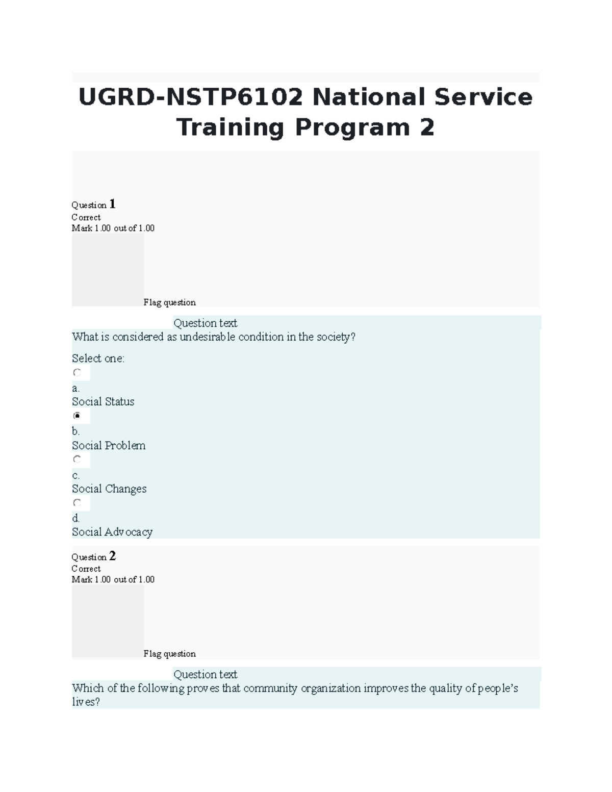 UGRD-NSTP6102 National Service Training Program 2 - UGRD-NSTP6102 National Service Training ...