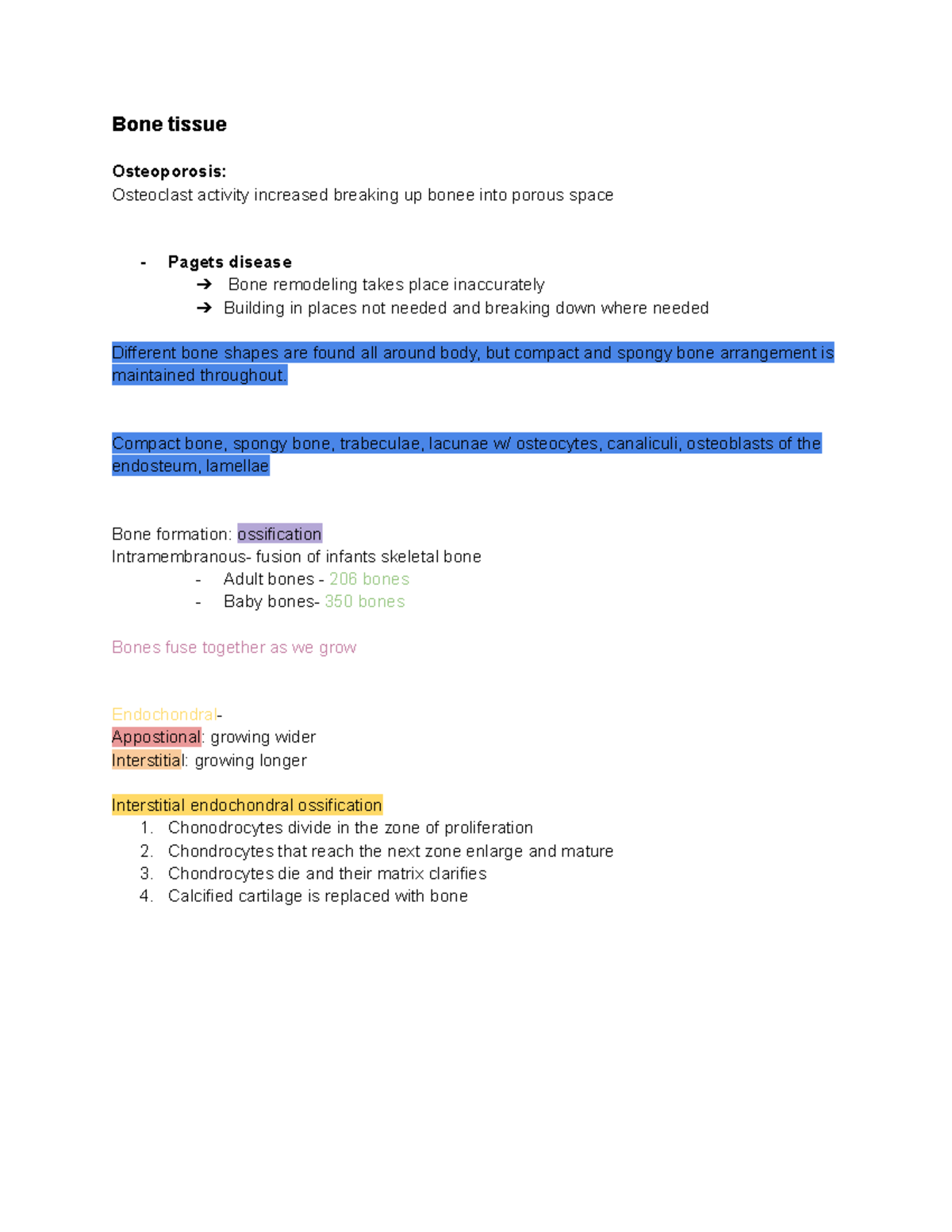 Exam 1, unit 1 bones 3 - Bone tissue Osteoporosis: Osteoclast activity ...
