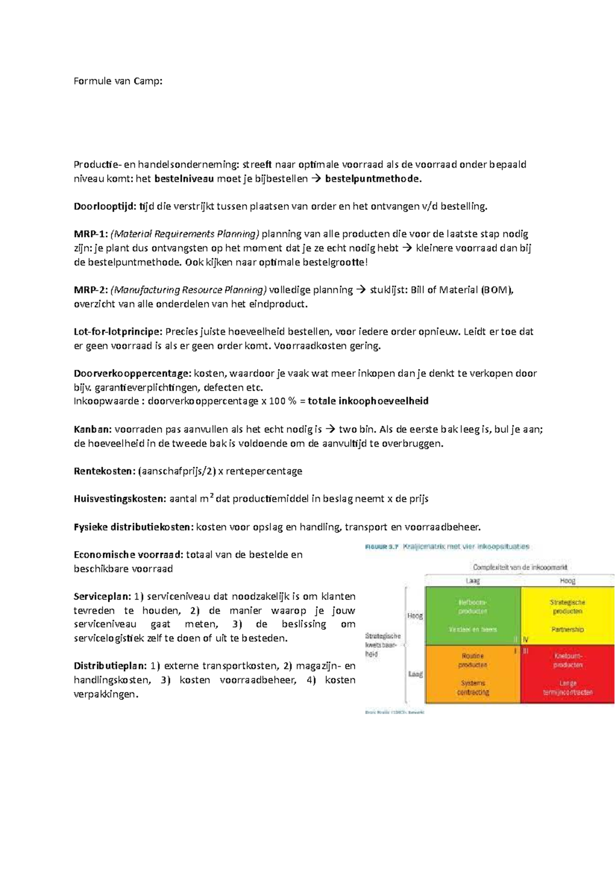 Logistiek - Formule van Camp: Productie- en handelsonderneming: streeft ...