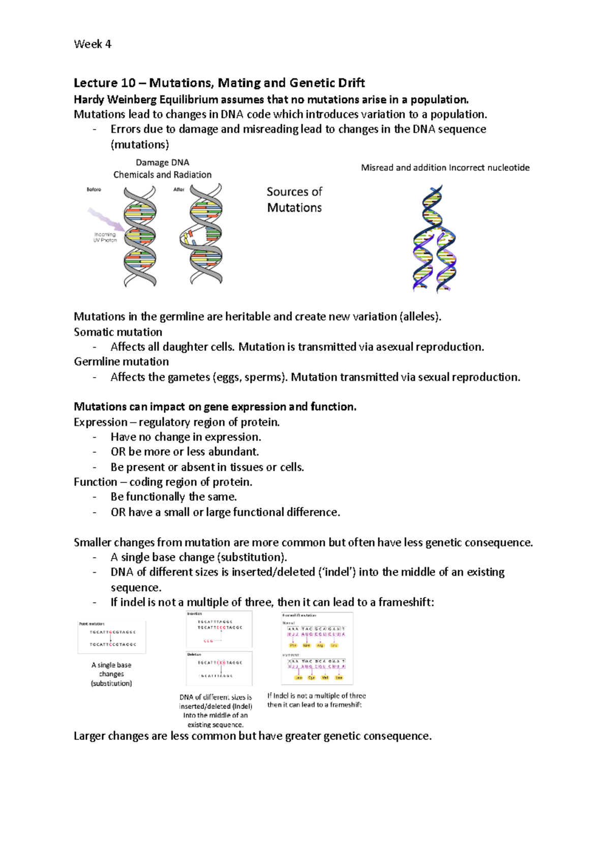 Week 4 - Lecture Notes - Lecture 10 – Mutations, Mating and Genetic ...