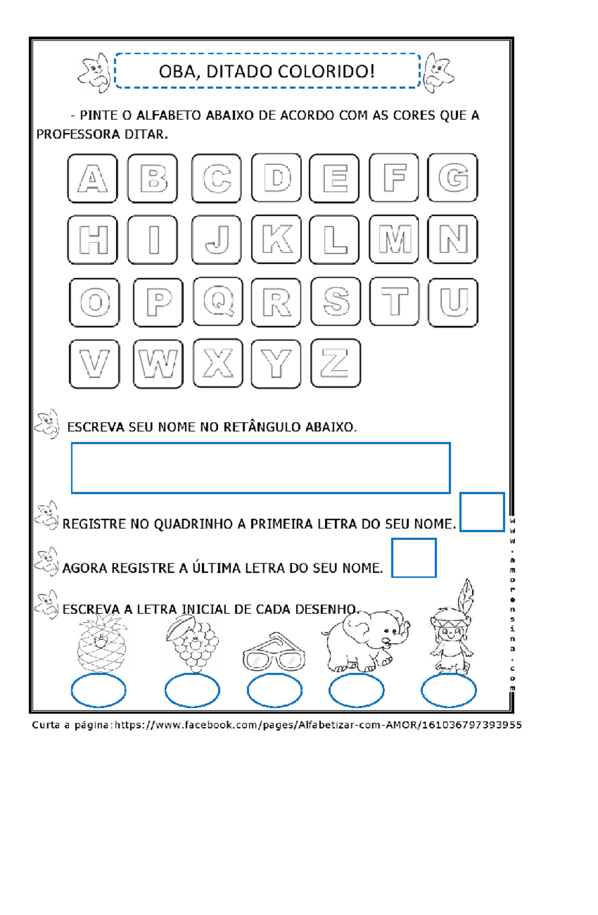Alfabeto - bbbbbbbbbbbb - OBA, DITADO COLORIDO! PINTE o ALFABETO ABAIXO ...