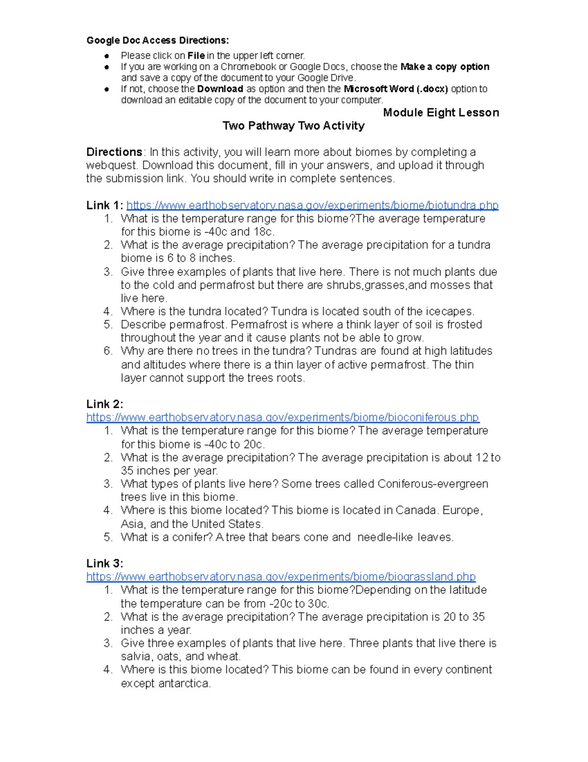 Copy of Module Eight Lesson Two Pathway Two Activity - Google Doc Access Directions: Please ...