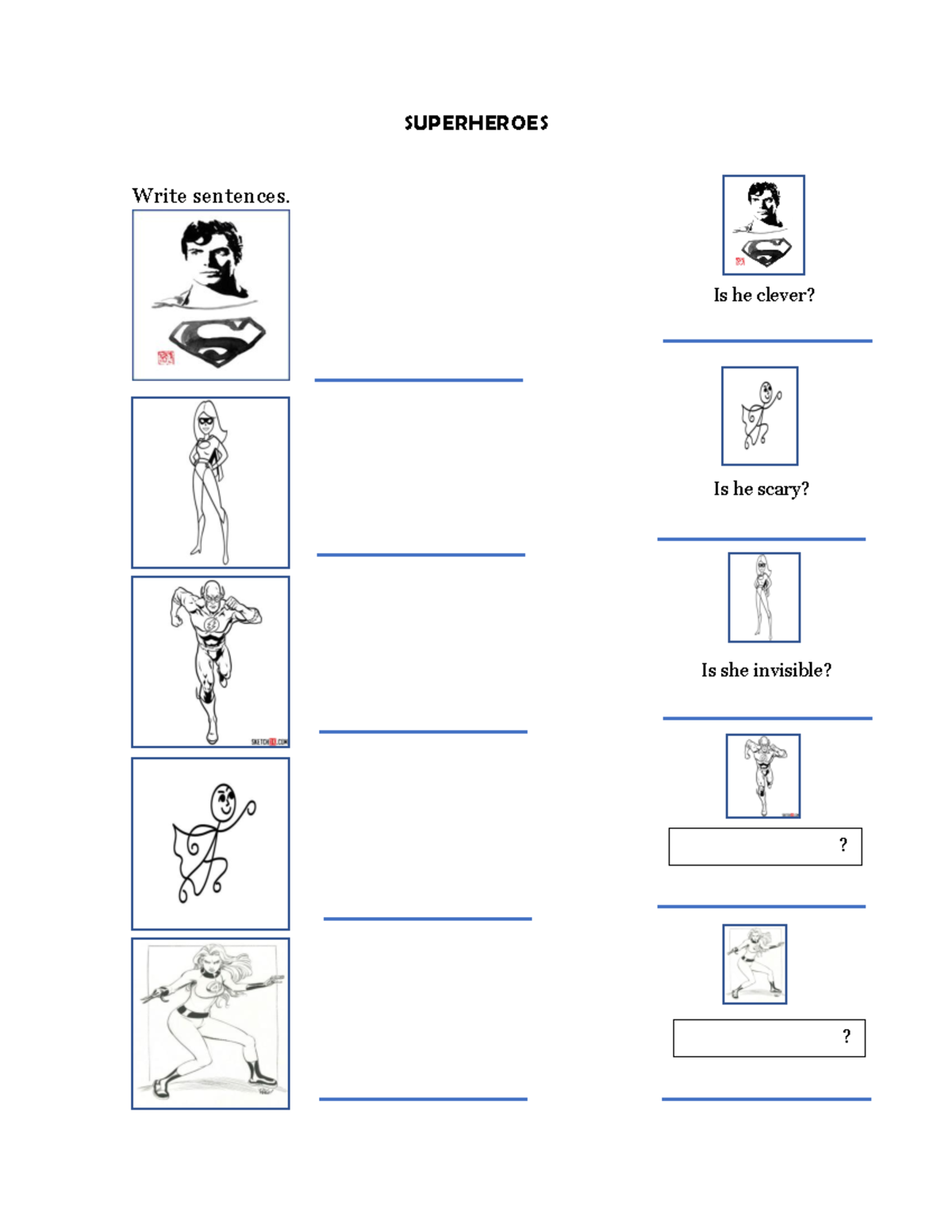 Superheroes - Practice - geometria estadistical - SUPERHEROES Write ...