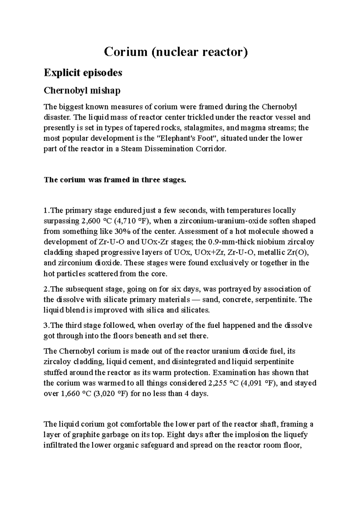 Corium 3 - Yazar - Corium (nuclear reactor) Explicit episodes Chernobyl ...